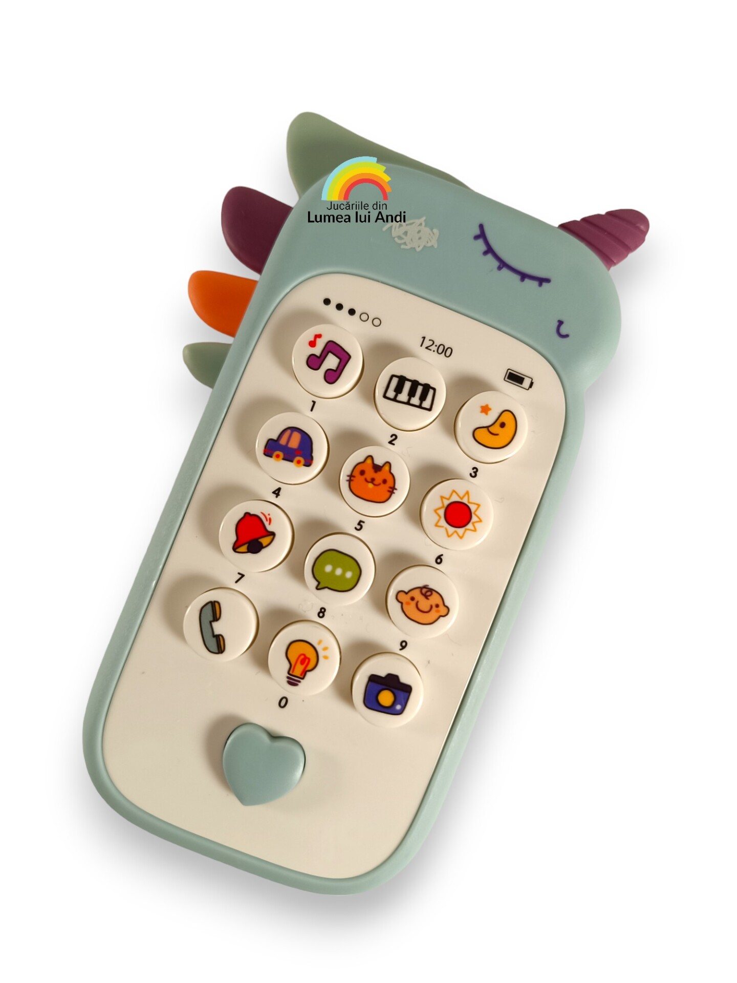 Telefon interactiv pentru bebeluși cu sunete - model Unicorn albastru ...