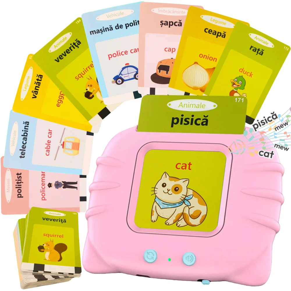 Joc educațional cititor de carduri în limba română și engleză – roz ...
